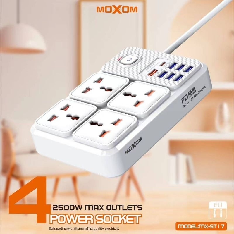 MOXOM MX-ST17 12 in 1 4Socket 7USB+1PD. 2500W (EU) | Shopee Thailand