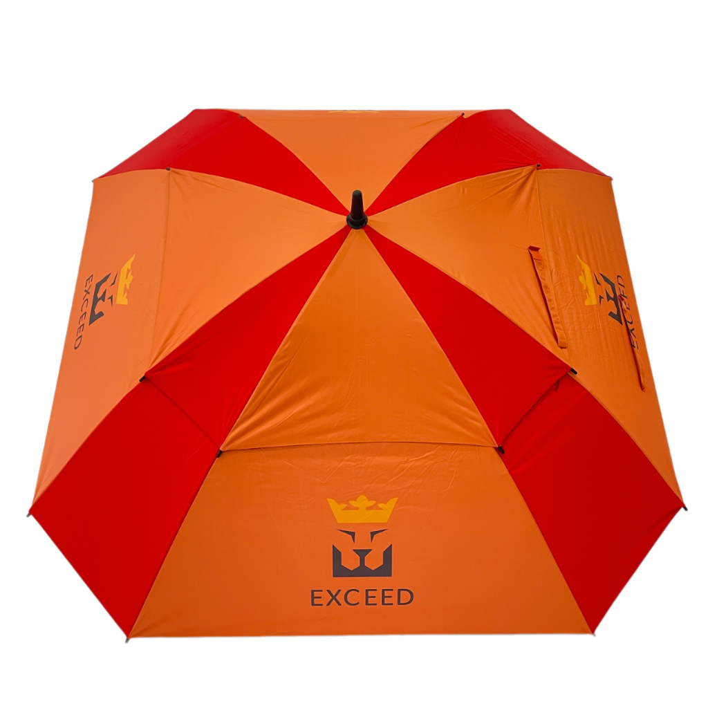 ร่มกอล์ฟขนาดใหญ่ ลาย LOGO EXCEED Square สีส้มแดง แบบ 2 ชั้น (UME011 ...