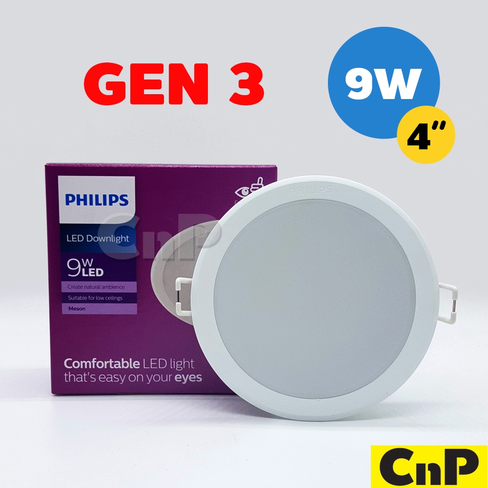 PHILIPS โคมไฟดาวน์ไลท์ ฝังฝ้า 4 นิ้ว (4") Panel LED 9W ฟิลิปส์ รุ่น MESON IO 59449 | Shopee Thailand