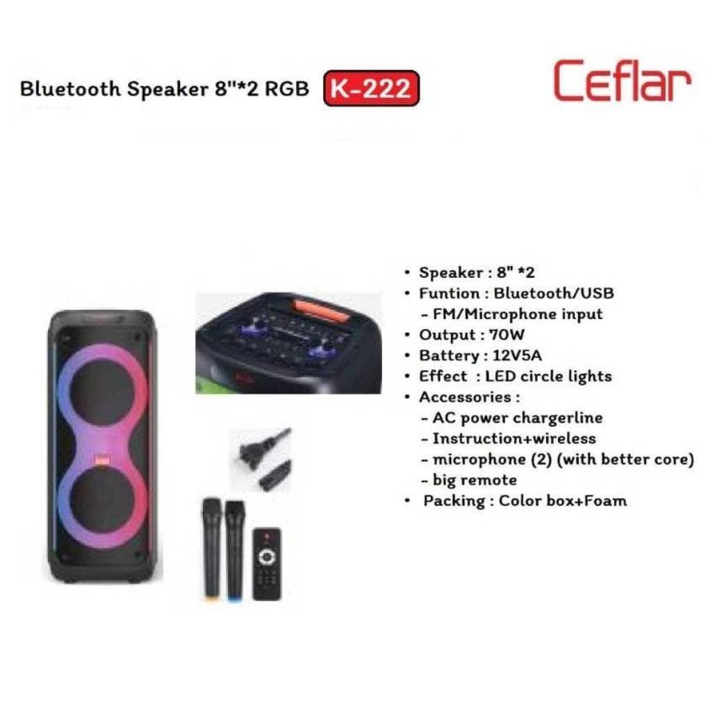 ลำโพงบลูทูธพกพา เสียงดีมาก เบสหนัก มีไมค์ลอย2ตัว มีรีโมท🌰 Ceflar K-222 / K-45 มีให้เลือก2ขนาด 💥 ...