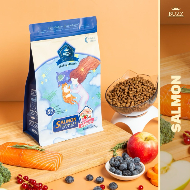 Buzz Holistic Cat Food อาหารแมวพรีเมียมโฮลิสติก-เกรนฟรี รสปลาแซลมอน แบบ ...