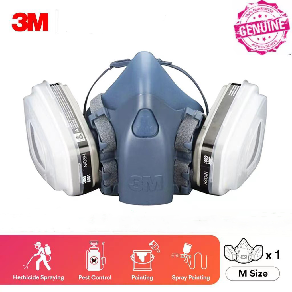 ป้องกันฝุ่น PM.2.5 ฝุ่นควัน ชนิดใช้ซ้ำได้ 3M 7502(M) และ ตลับกรองเคมีพร้อมแผ่นกันฝุ่น(N95) ุ ...