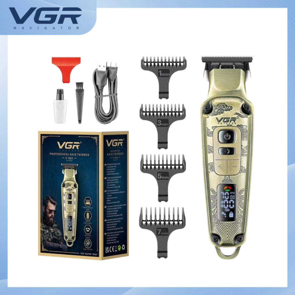 VGR ปัตตาเลี่ยนตัดผมไร้สาย รุ่น V-901 ดีไซน์คลาสสิค ใบมีดอย่างดี ตัว Trimmer เน้นกันจอน แต่างลาย ...