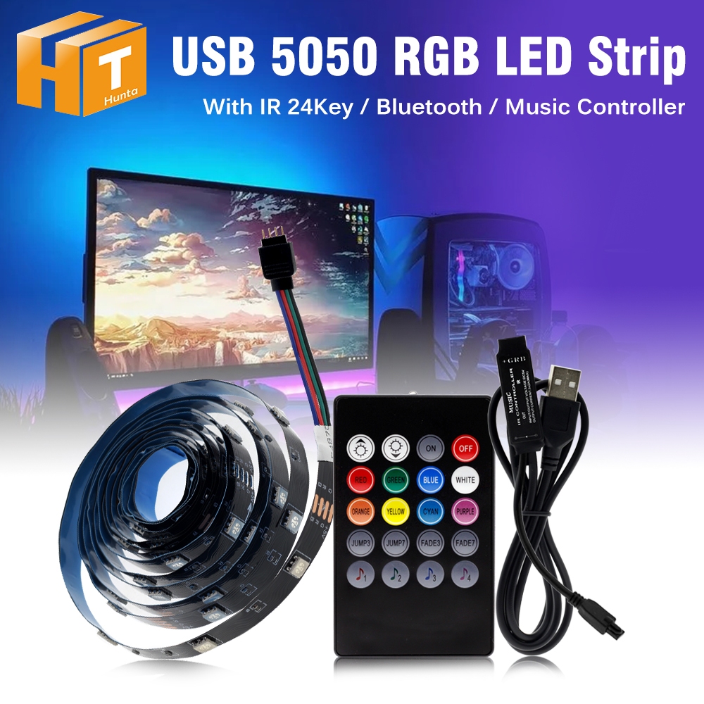 RGB LED Strip USB SMD 5050 DIY ไฟเส้น ยืดหยุ่น DC5V 1M-5M RIBBON LED ...