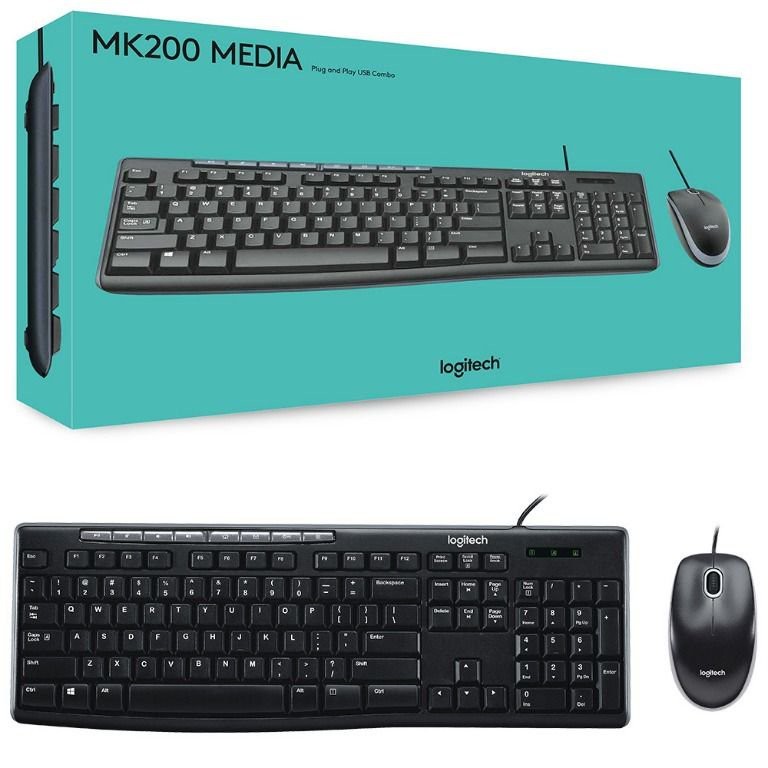 LOGITECH MK200 MEDIA CORDED KEYBOARD AND MOUSE COMBO (BLACK) | Shopee ...