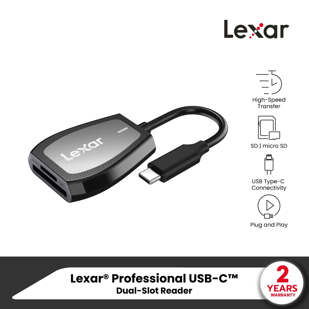 Lexar Dual-Slot SD/MicroSD Card, USB-C, UHS-I, UHS-II, Card Reader ...