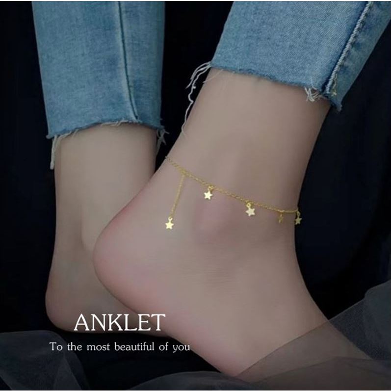 Stars anklet ALS-019 สร้อยข้อเท้าเงินแท้ 92.5% ตุ้งติ้งน้องดาว ขนาดความยาว 21.5+3cm | Shopee ...