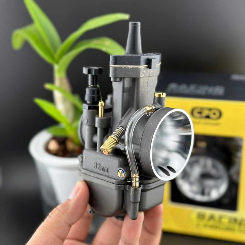 คาร์บูCPO PWK 26 28 30 32 34 BLACK #คาร์บูเคเหลี่ยมตัวดำCPO PWK28 30 32 34mm. ลูกเร่งทองเหลือง ...