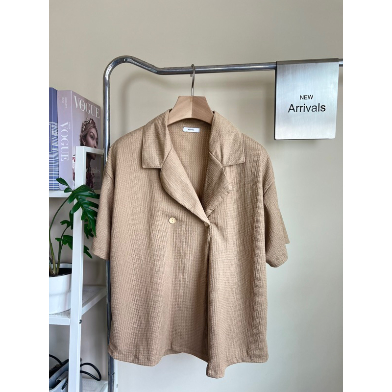ANA SHIRT เสื้อเชิ้ตผ้ายืดทางoversize แต่งปกสูท ทรงสวยดูดีมาก ใส่เป็น ...