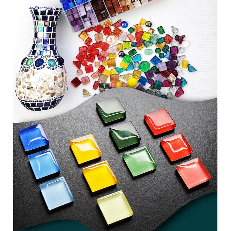 อนุภาคกระเบื้องโมเสคคริสตัลสีสันสดใส 50g Colorful crystal mosaic tile ...