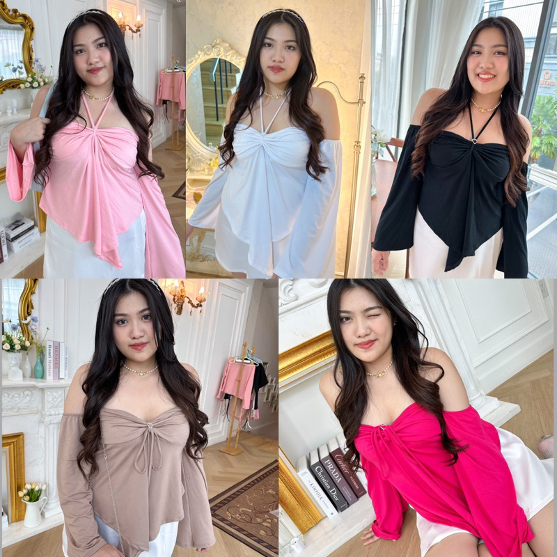 Lizzy Top เกาะอก มีแขน สาวอวบ - clarine_bkk | Shopee Thailand