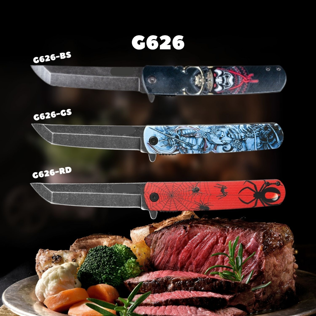 มีดGanzo รุ่นG626 ด้ามจับ3สี ใบมีดสัเทาดำ ปลายทันโตะ | Shopee Thailand