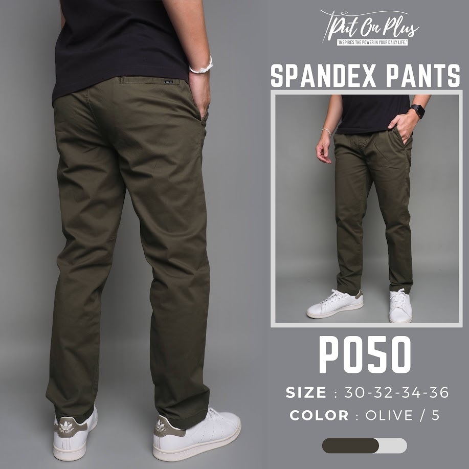 GOODWIN - P050 SPANDEX PANTS กางเกงขายาวผู้ชาย ผ้ายืดเอวยืด มีเชือกผูก | Shopee Thailand