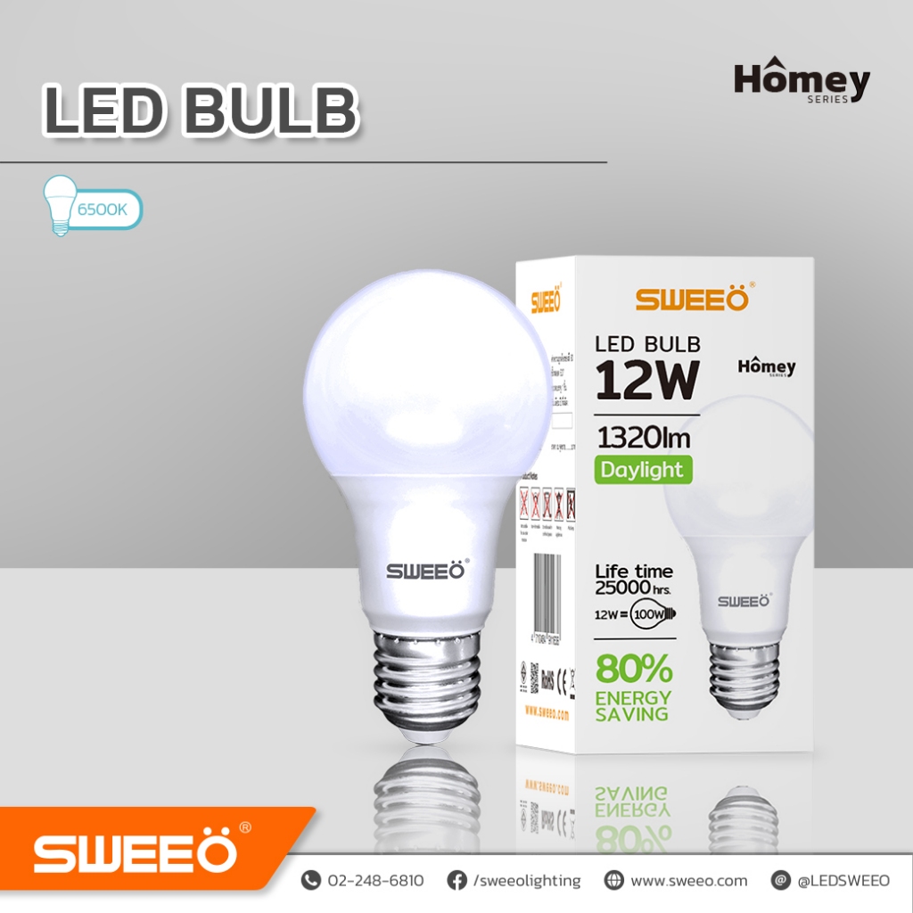 SWEEO หลอดไฟแอลอีดี BULB 12W Series Homey | Shopee Thailand