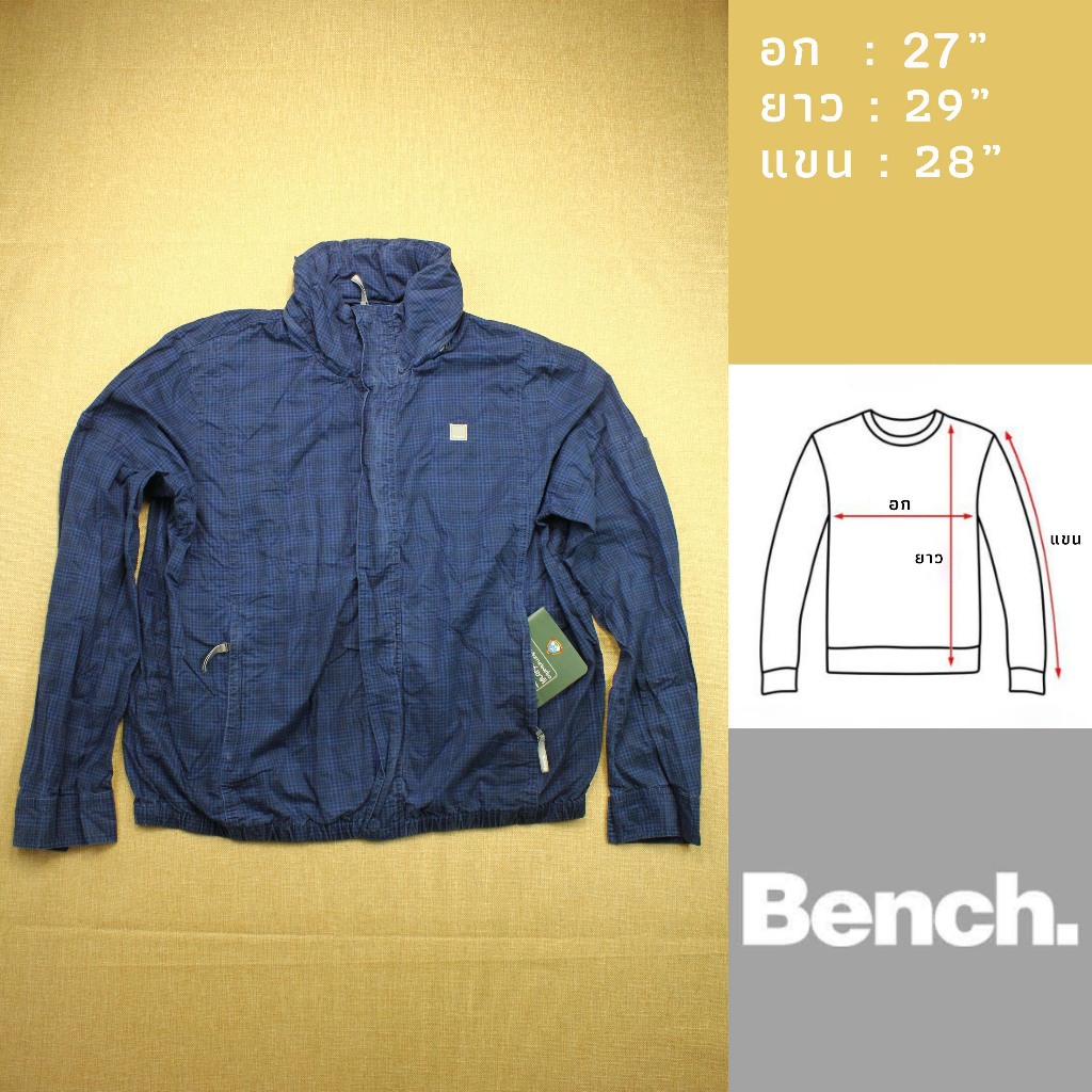 แจ็คเก็ต กันลม กันหนาว เท่ๆ มือสองสภาพดี Brand : Bench. อก : 27 ...