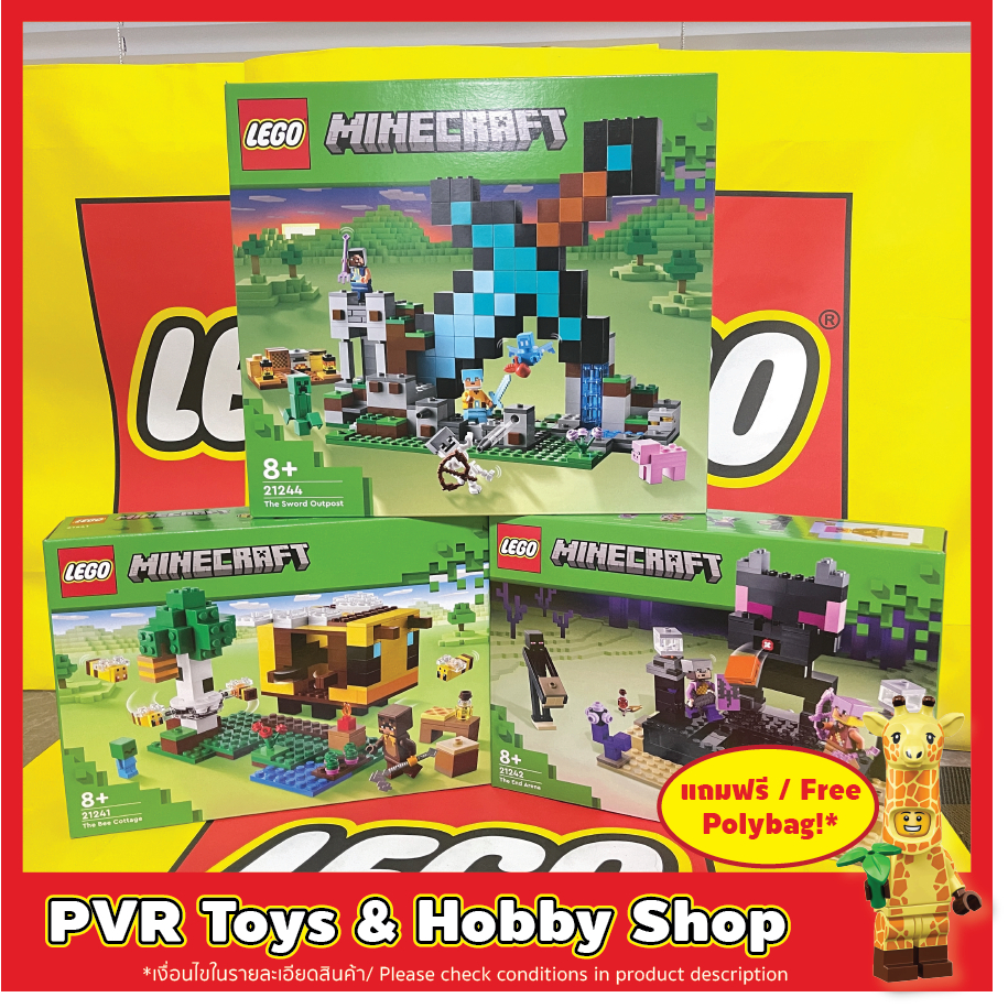 LEGO® 21241 21242 21244 Minecraft The Bee Cottage The End Arena The ...