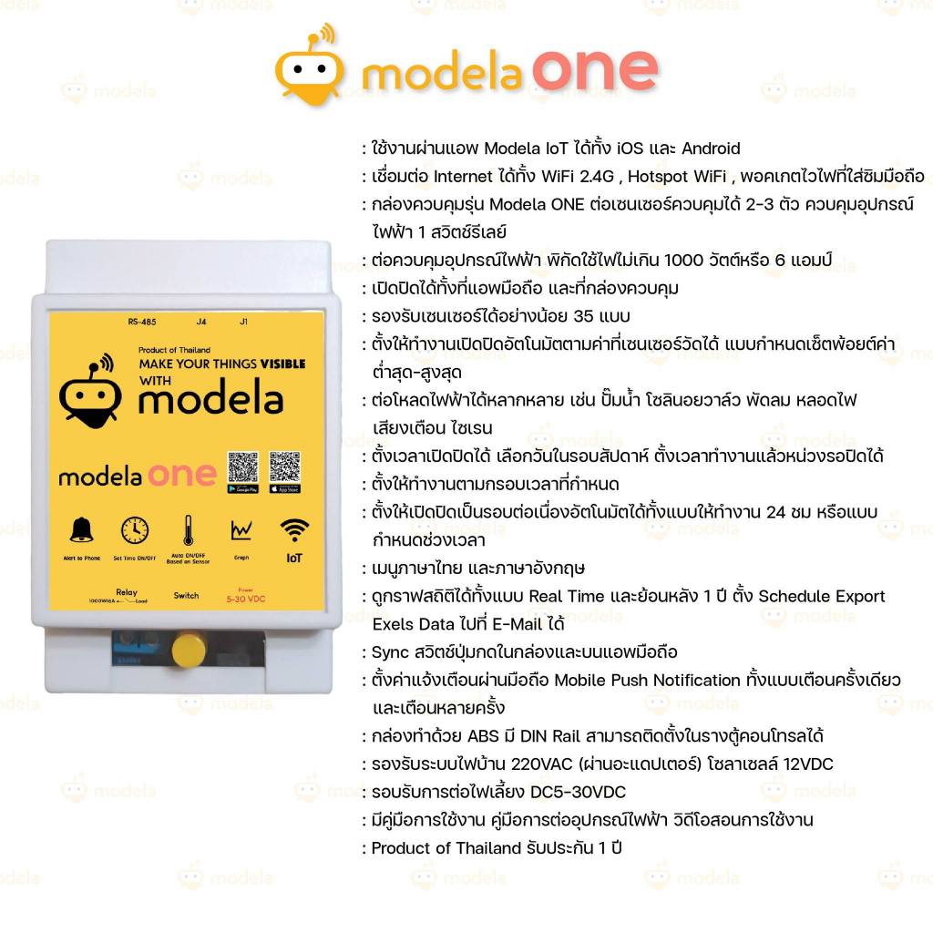 modela ONE กล่อง IoT รุ่นใหม่แบบ 1 ช่องควบคุม รองรับเซนเซอร์กว่า 50 ...
