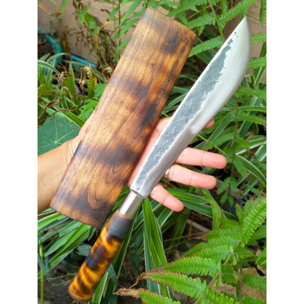 มีดเหน็บ E-Nep มาเชเต้ มีดแคมป์ มีดพก 9.7” SUP9 ตีร้อนชุบแข็ง ผิวไฟ ด้ามไผ่ฝักสัก คอกั่นมีด ...