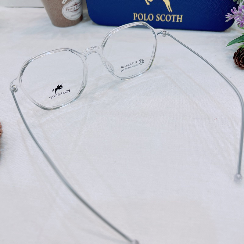 กรอบแว่นตา แว่นสายตา Titanium IP Polo scoth 9888 แว่นกรองแสงออโต้ บลูบ ...