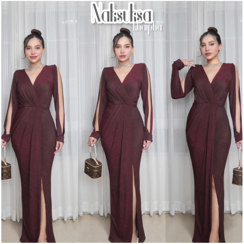Dress สวยหรู hisoสุดๆ รุ่น Luxury (Vi5039 ผ้ากลิตเตอร์) ใส่ได้ถึง 2XL | Shopee Thailand