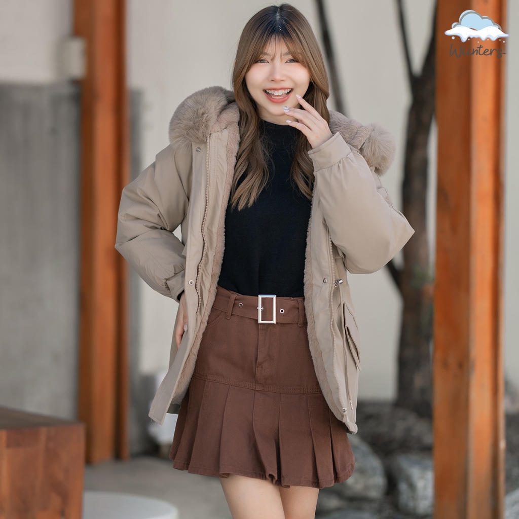 [ Snowy Winter Coat ] เสื้อโค้ท โค้ทสั้น มีฮู้ด ขนเฟอร์ ถอดได้ | Shopee ...