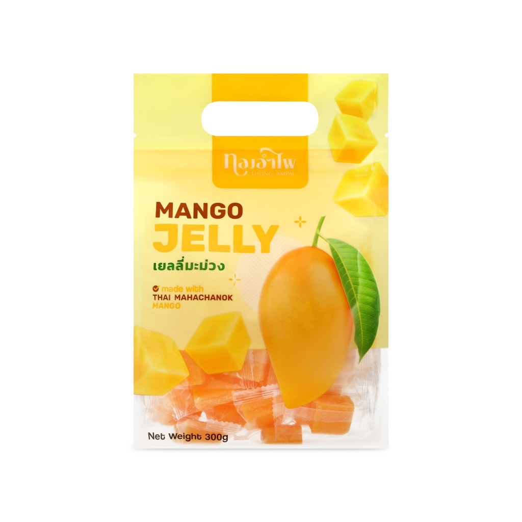 ทองอำไพ เยลลี่มะม่วง (รูปสี่เหลี่ยม) 300 กรัม THONG AMPAI MANGO JELLY ...