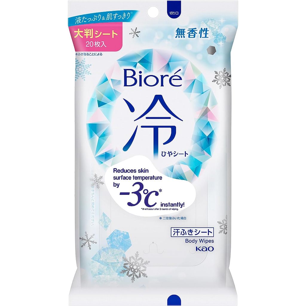 Biore Cool Sheet Body wipes ทิชชู่เปียก -3℃ ผ้าเย็น ให้ความสดชื่น ลด ...