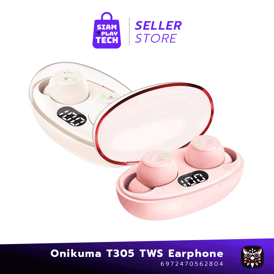 ONIKUMA T305 Wireless Earphones (Pink/Ivory) หูฟังบลูทูธ 5.3 รอบรับมือถือ เกมส์มิ่ง เล่นเกม ...
