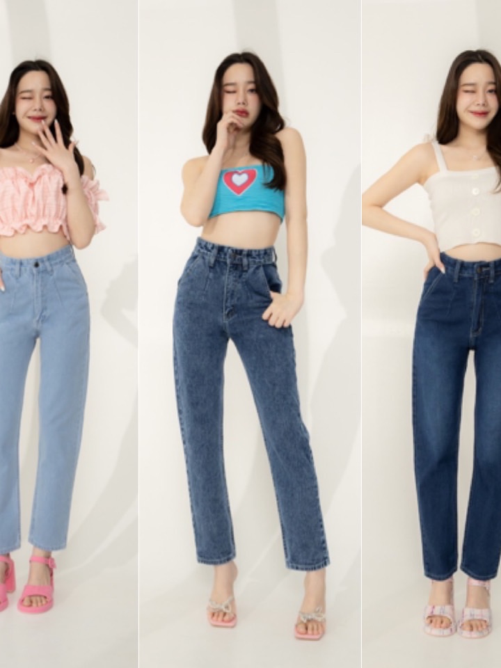 (ส่งฟรี) hiwari jeans รุ่น H2 กางเกงยีนส์ผู้หญิง ผ้านิ่มมาก ทรงบอลลูน ...