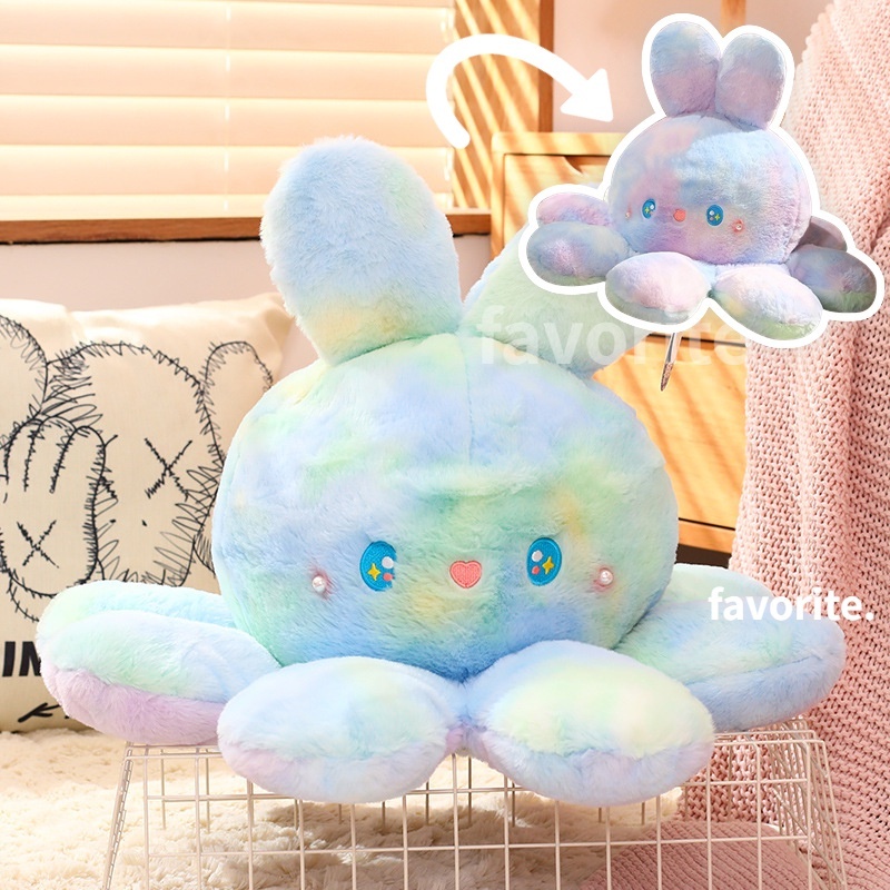 COD!!! Reversible Octopus Rabbit Doll สีไล่ระดับสี มีหูกระต่าย พลิก ...