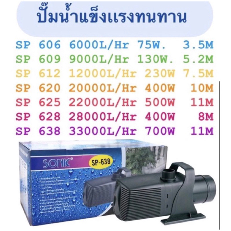 ปั๊มน้ำสำหรับบ่อปลา sonic SP-620/SP-625/SP-628/SP-638 | Shopee Thailand