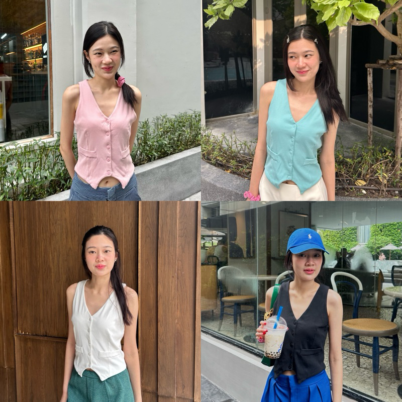 รอพรีเฉพาะสี [Light Pink, White] Mila Vest Top | Amis Basic | Shopee Thailand
