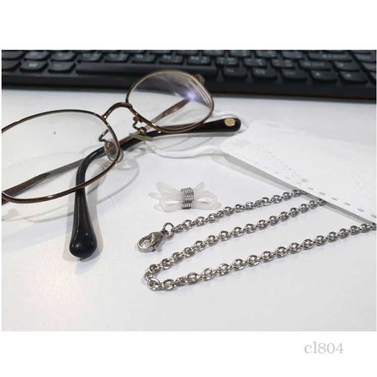 สายโลหะคล้องแว่น โซ่ห้อยแมส สีเงิน cl804 | Shopee Thailand