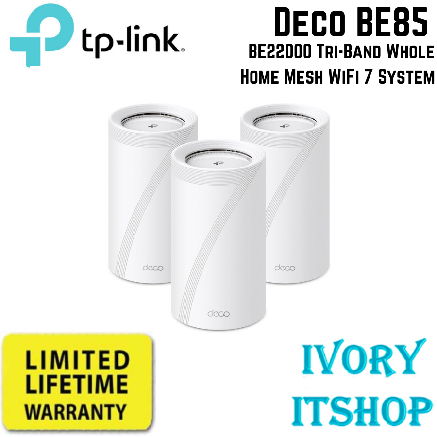 TP Link Deco BE85 BE22000 Tri-Band Whole Home Mesh WiFi 7 System ...
