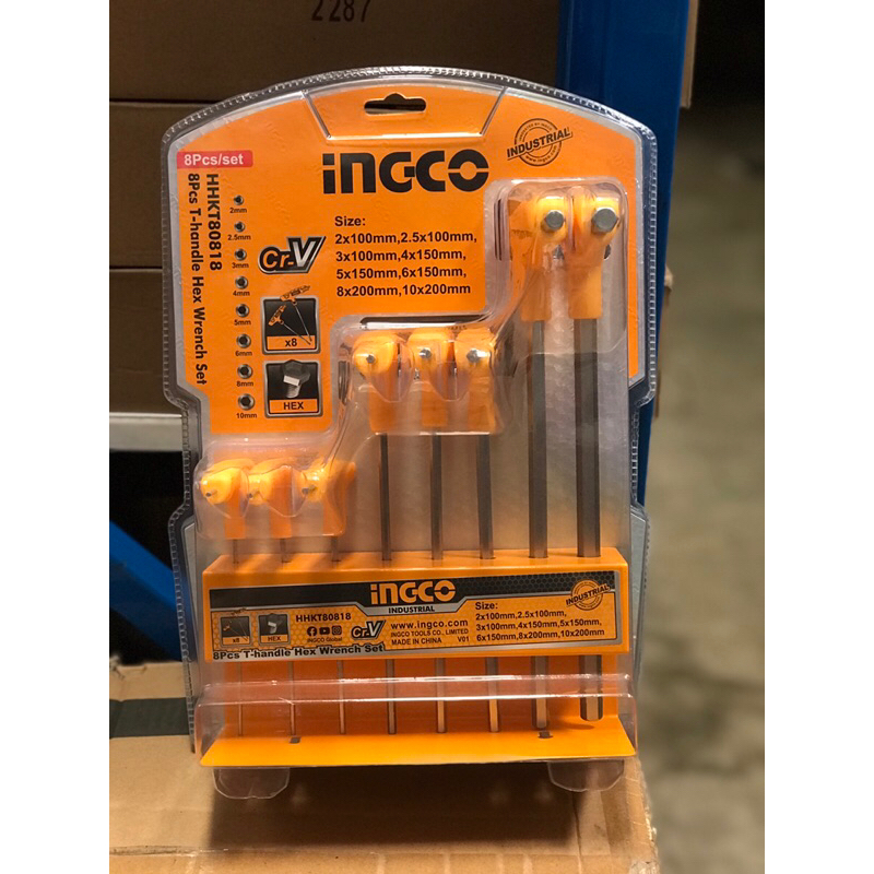 INGCO HHKT80818 (แท่น) ชุดประแจหกเหลี่ยม ประแจหกเหลี่ยม ด้ามตัวที 2 ...