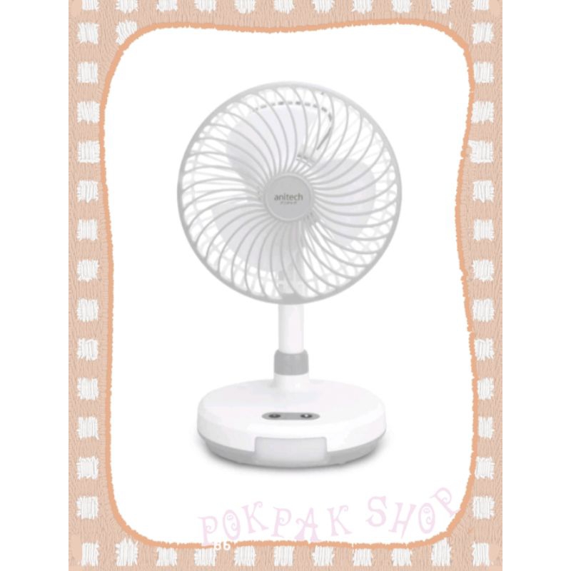 พัดลมชาร์จไฟ Anitech Mini Rechargeable Fan รุ่น SMF-08 white | Shopee ...