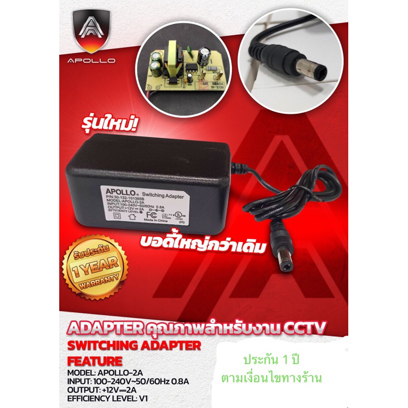 ADAPTER คุณภาพสำหรับงาน CCTV SWITCHING ADAPTER MODEL: APOLLO-2A INPUT ...