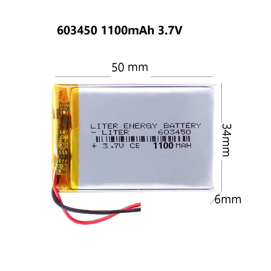 603450 1100mAh 3.7V แบตเตอรี่ Lithium polymer battery pack rechargeable battery | Shopee Thailand
