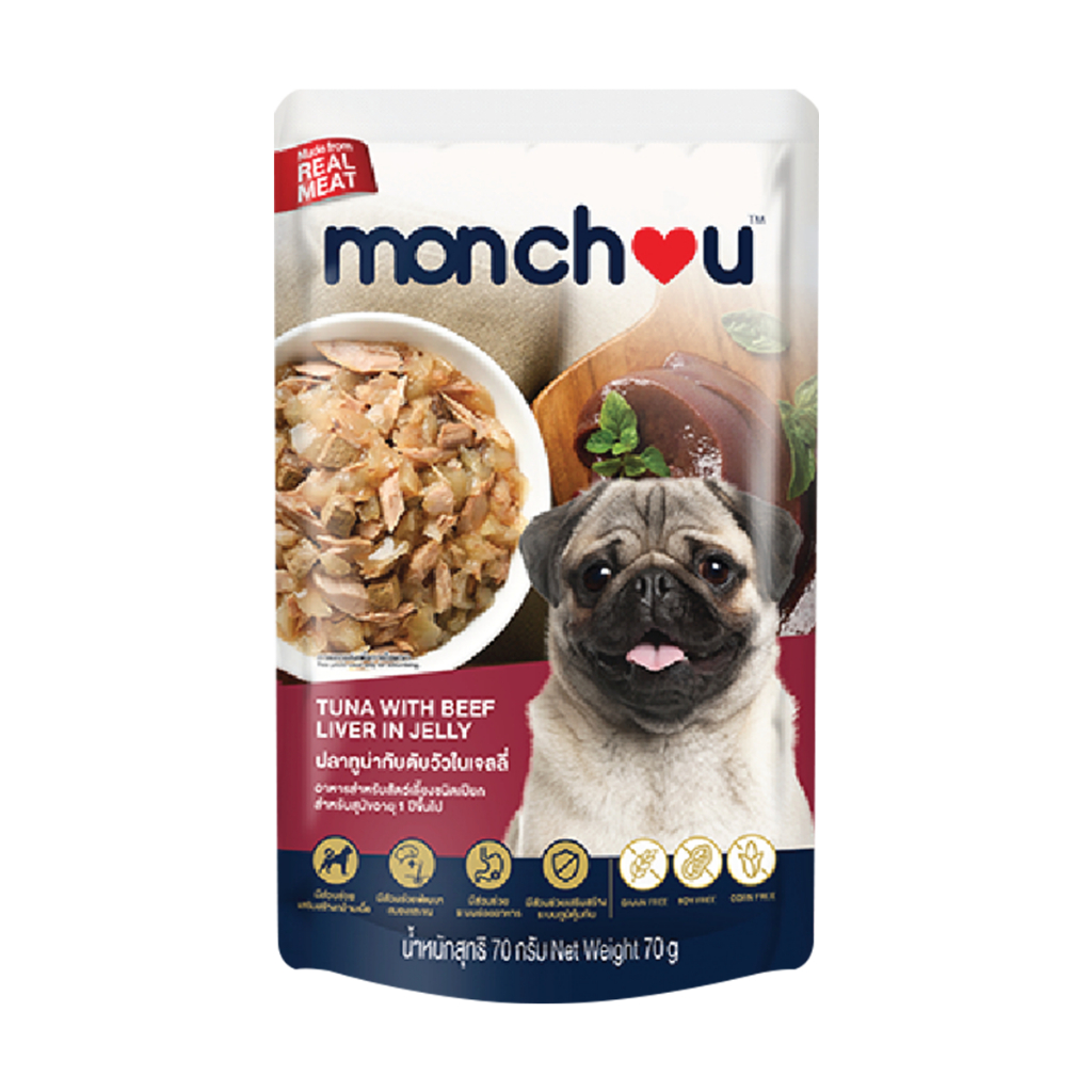 Monchou Pouch อาหารสุนัข ชนิดซอง ขนาด 70Gx12ซอง | Shopee Thailand