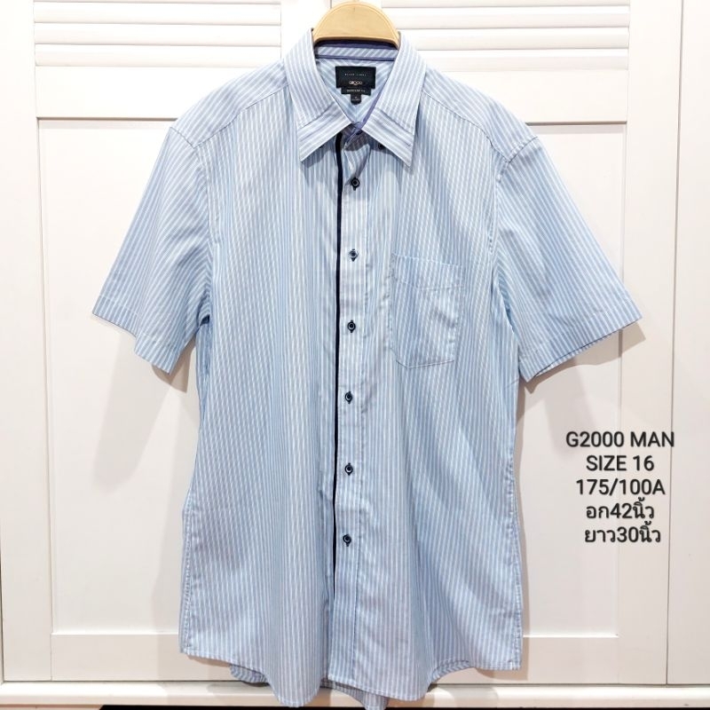 เสื้อเชิ้ต G2000 MAN แท้100% ลายทางสีฟ้าขาว สีสว่างๆค่ะ ไซส์ 16 175 ...