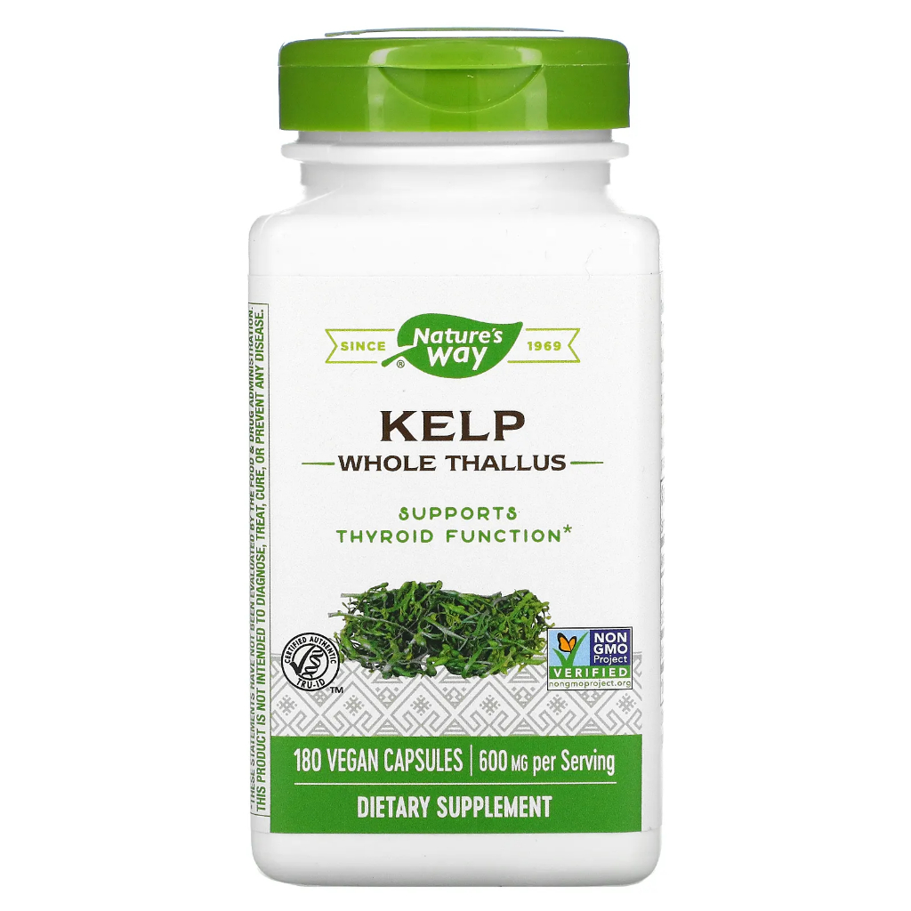 Nature's Way, whole kelp thallus, 600 mg, contains 180 vegan capsules ...