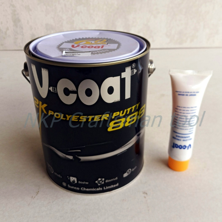 สีโป๊วเหลือง V coat V-COAT 2K Poly Putty 888 ขนาด 3.7กก+น้ำยาโป้วเหลือง ...