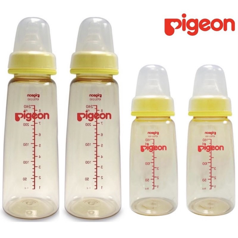 Pigeon พีเจ้น ขวดนมสีชา KPSU 160 มล./5oz และ 249 มล./8oz พร้อมจุกเสมือน ...