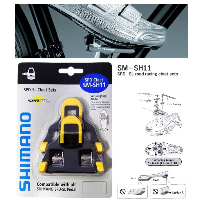 แผ่นคลีท Shimano SPD SL Cleat set SM-SH11 สีเหลือง , SM-SH10 สีแดง SM -SH12สีน้ำเงิน มาพร้อมชุด ...