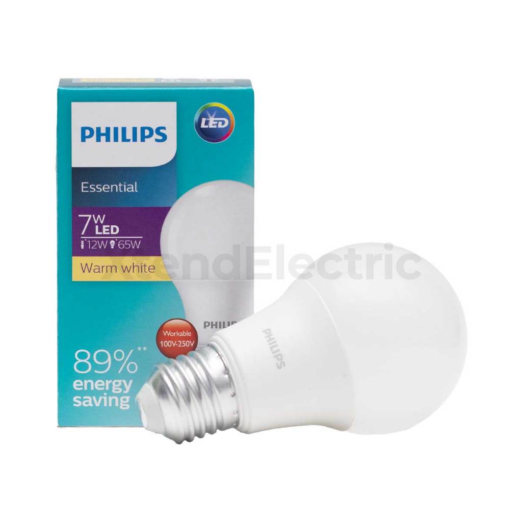 PHILIPS หลอดไฟ ฟิลิปส์ Essential LED Bulb 7W E27 Warm White | Shopee ...