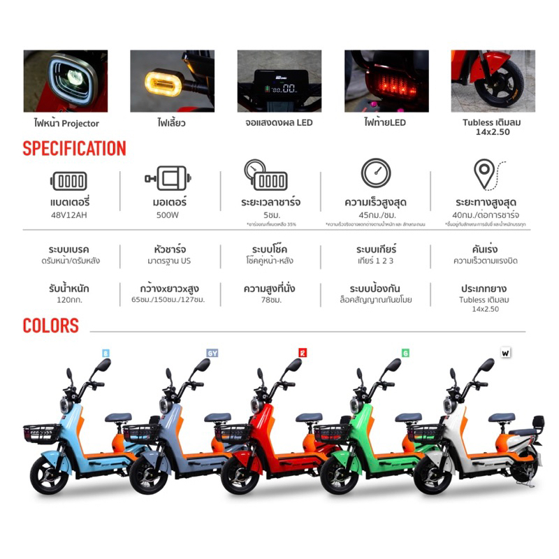 🔥ส่งฟรี🔥รถจักรยานไฟฟ้า Lion-S06 มอเตอร์ 500W | Shopee Thailand