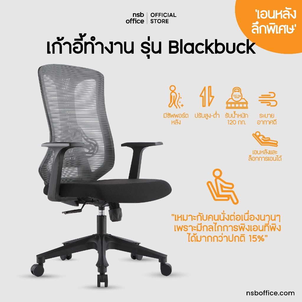 NSB OFFICE เก้าอี้สำนักงานหลังเน็ต รุ่น Blackbuck ขาพลาสติก | Shopee ...
