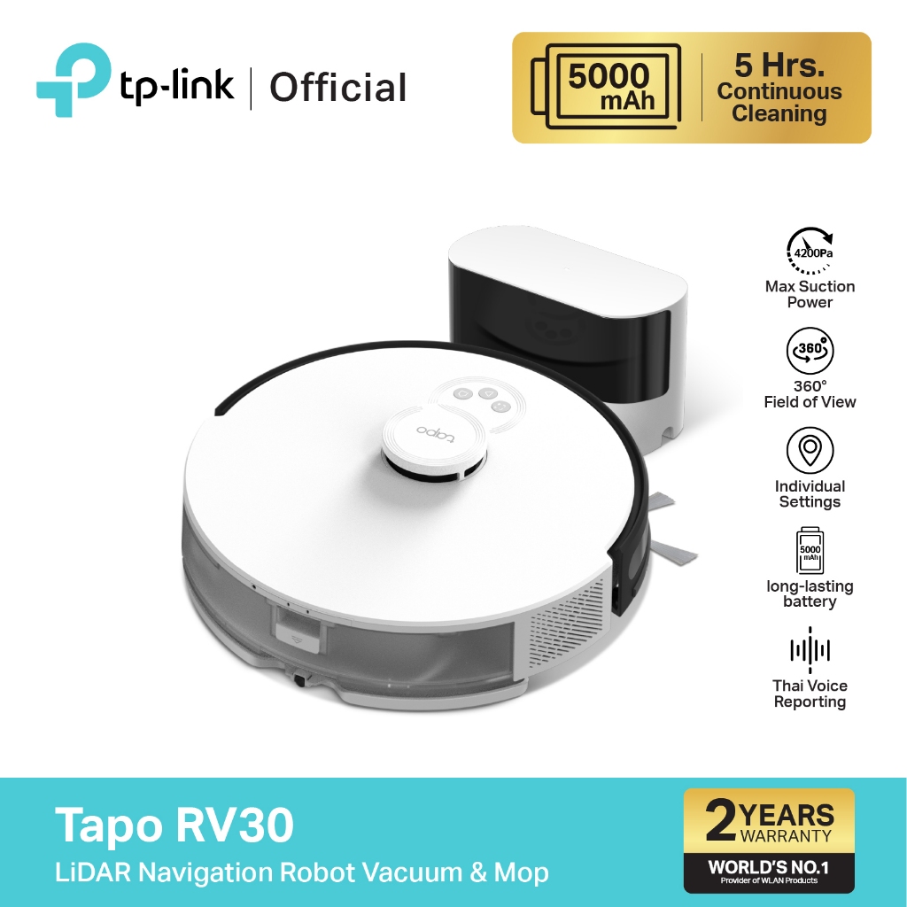 TP-Link Tapo RV30/ RV30 Plus หุ่นยนต์ดูดฝุ่นอัจฉริยะ พลังดูด 4200Pa นำ ...