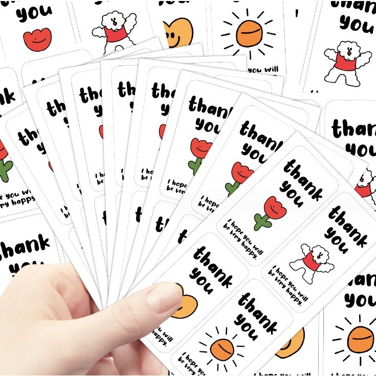 สติ๊กเกอร์กระดาษเคลือบกันน้ำ (ระดับแช่ตู้เย็น) ขนาด 3x6 ซม. สำหรับติดกล่องสินค้า กล่องเค้ก ...