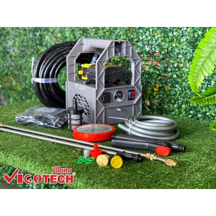 VIGOTECH ปั๊มพ่นยาพกพาแบตเตอรี่ 22 บาร์ รุ่น VIGO-12-20BAR มอเตอร์ปั๊มคู่ แบต 12A สายพ่นได้ยาว ...